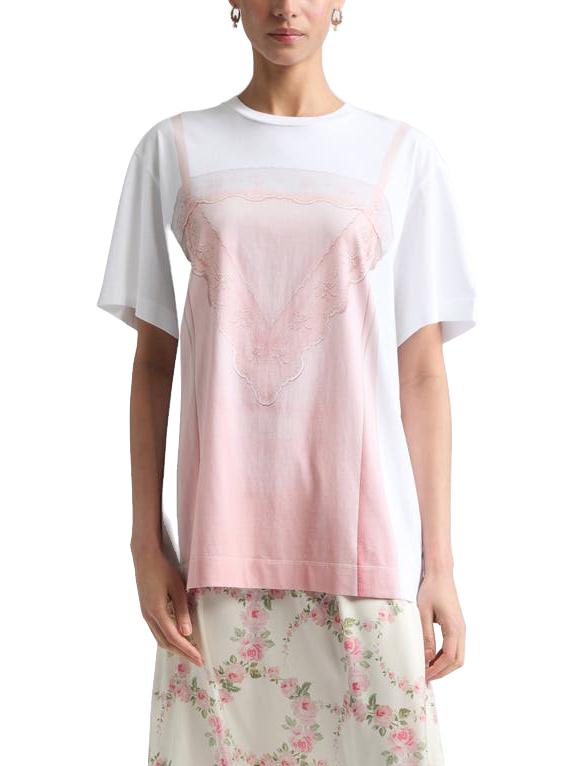 SIMONE ROCHA Simone Rocha Cotton T-Shirt with Satin Slipdress Graphic